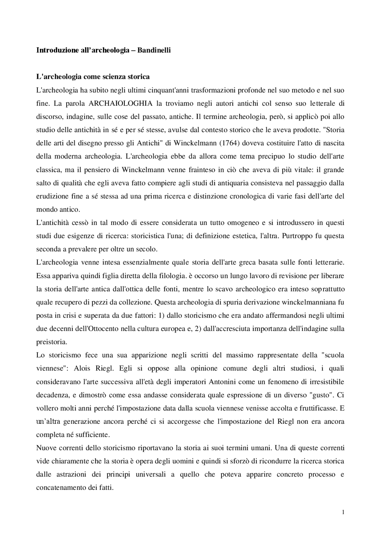 R Bianchi Bandinelli Introduzione Allarcheologia Docsity