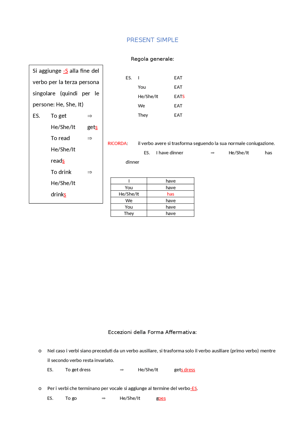 Present Simple E Continuous Docsity