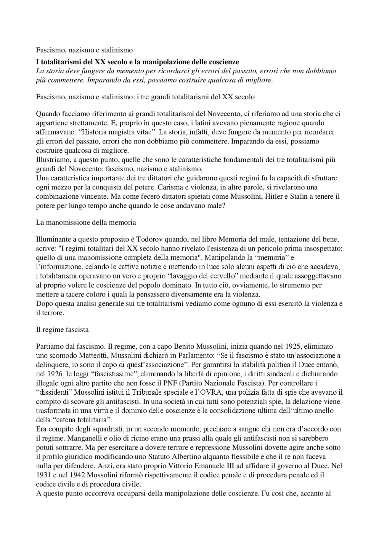 I Totalitarismi E Hannah Arendt Docsity