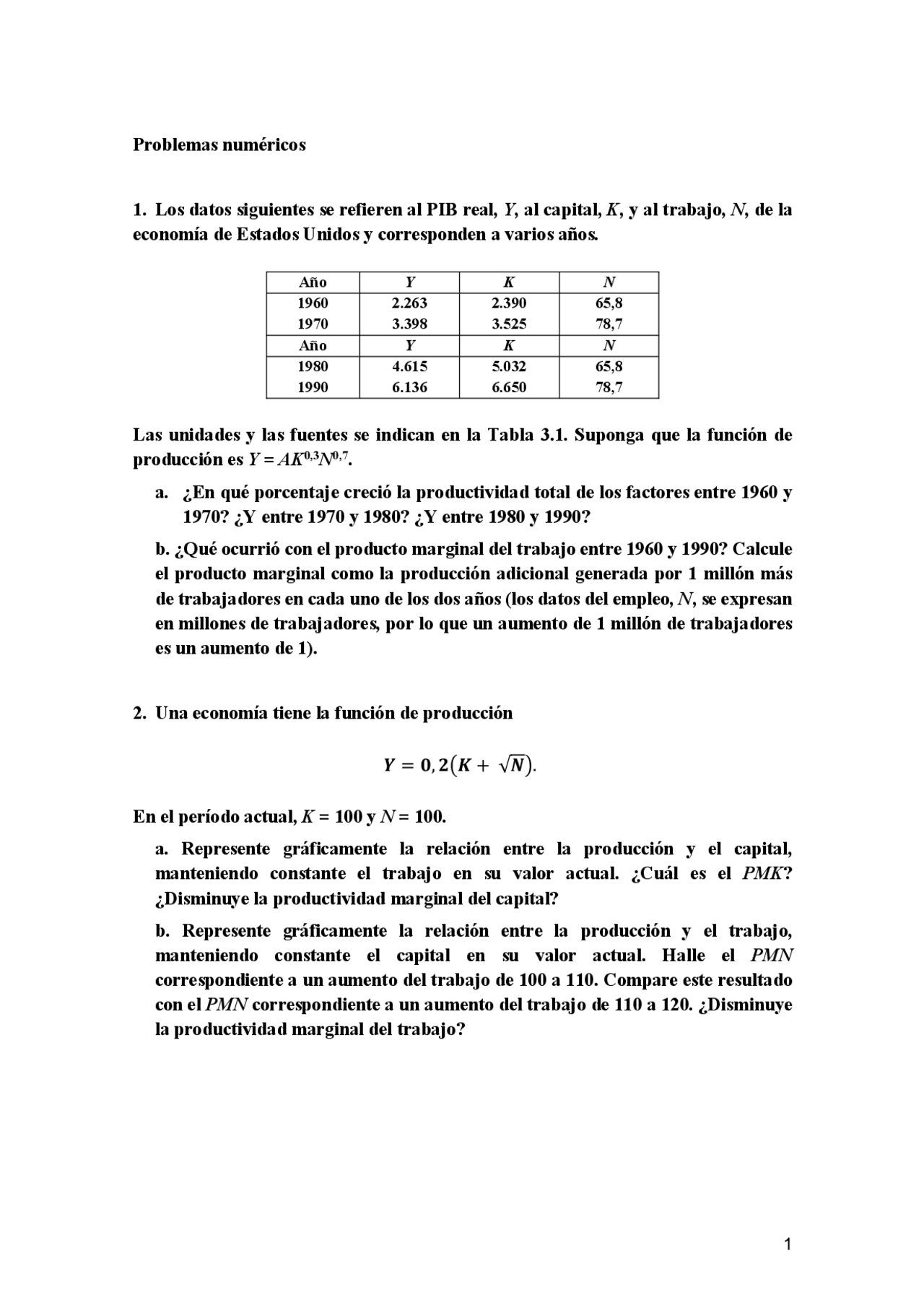 Ejercicios Macroeconomía Tema 3 Docsity
