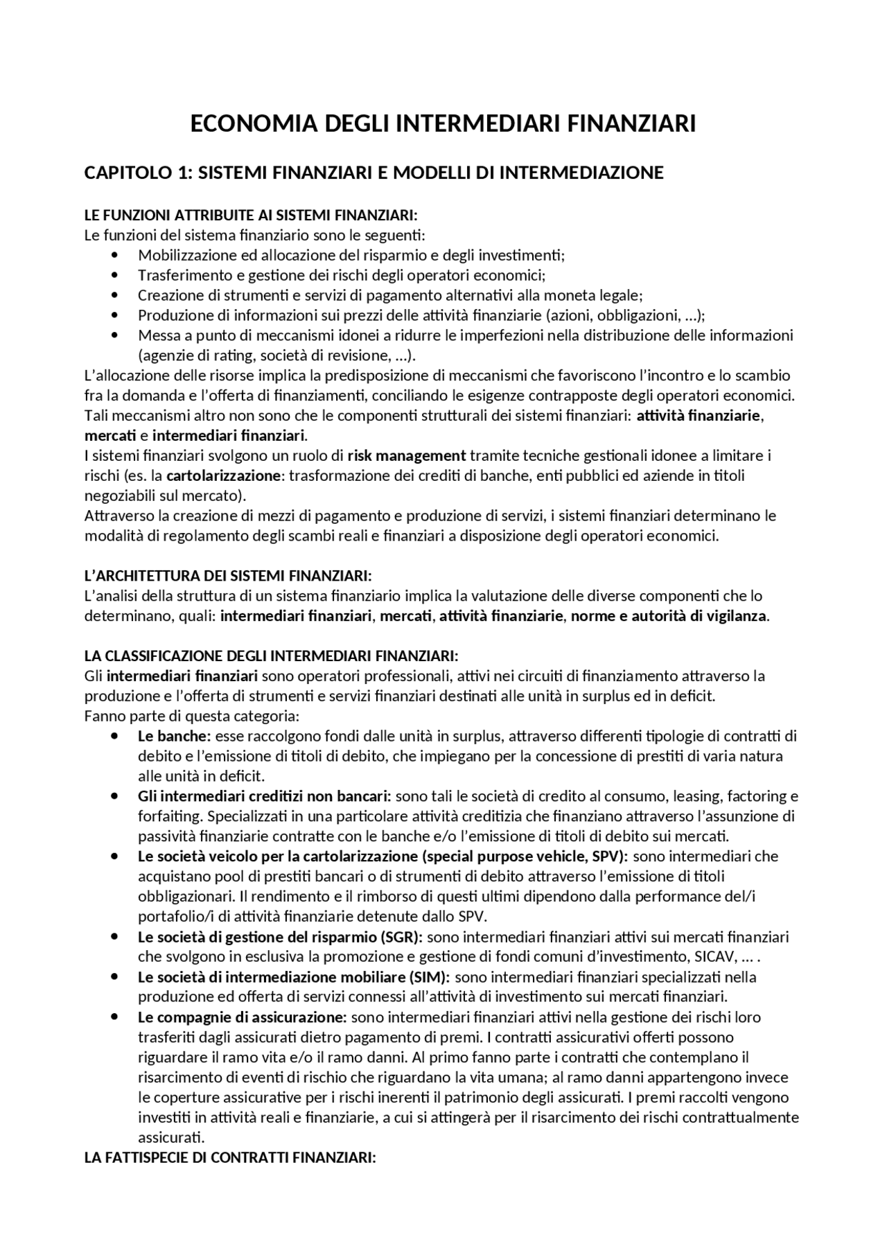 Economia e strumenti degli intermediari finanziari - Docsity