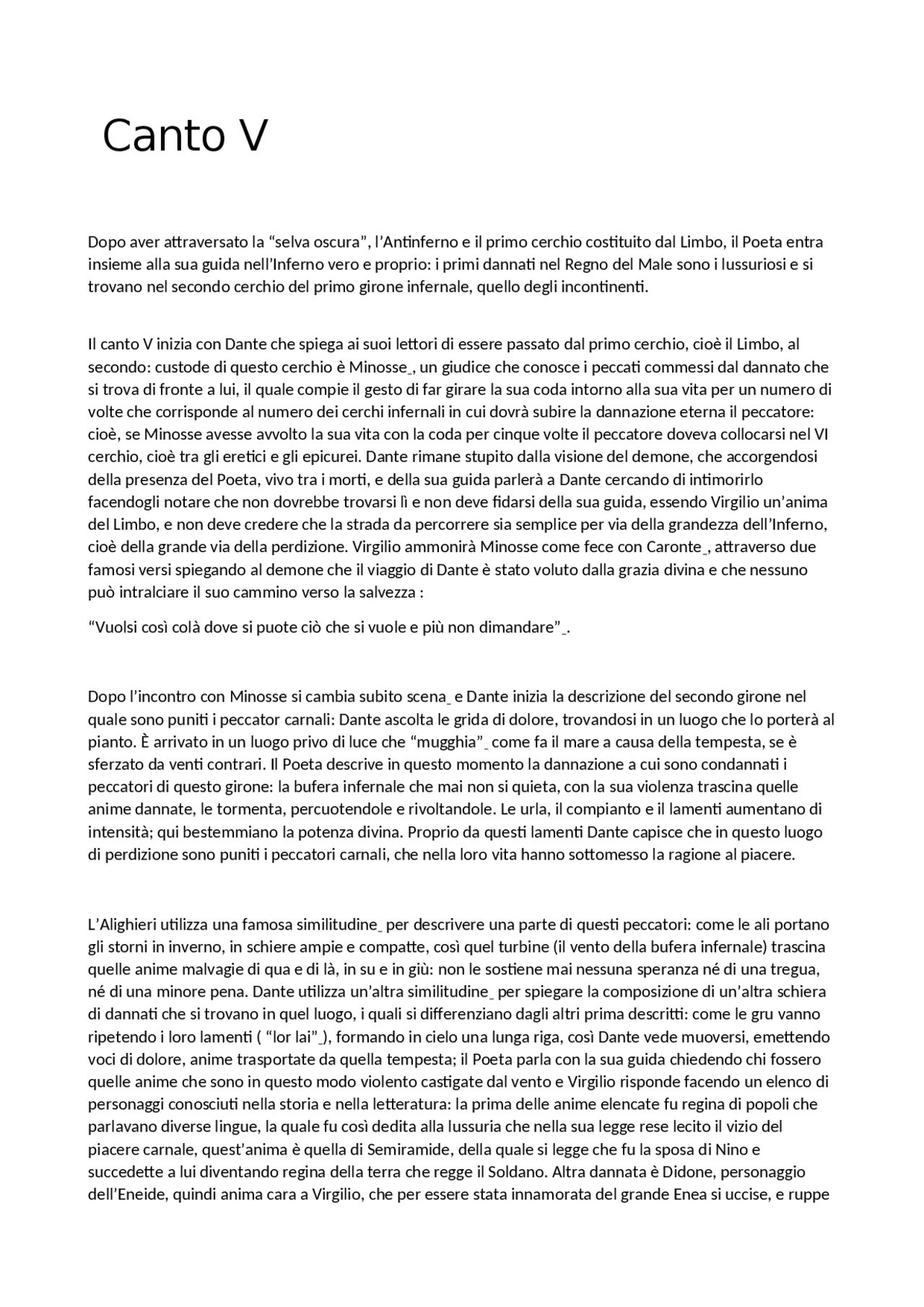 Riassunto La Divina Commedia Docsity