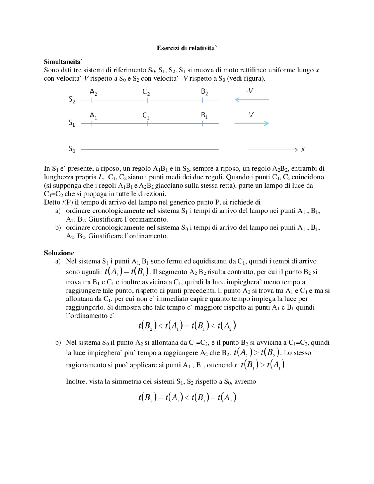 Esercizi Di Relatività Docsity