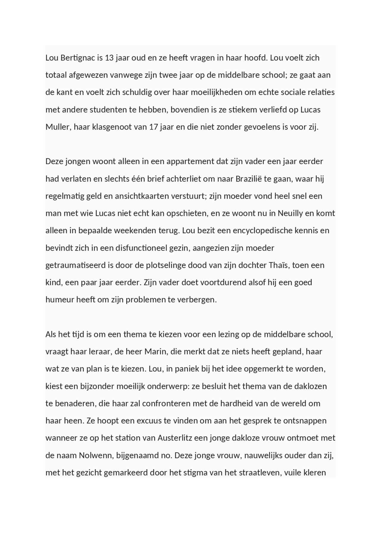 no et moi samenvatting | Summaries French | Docsity