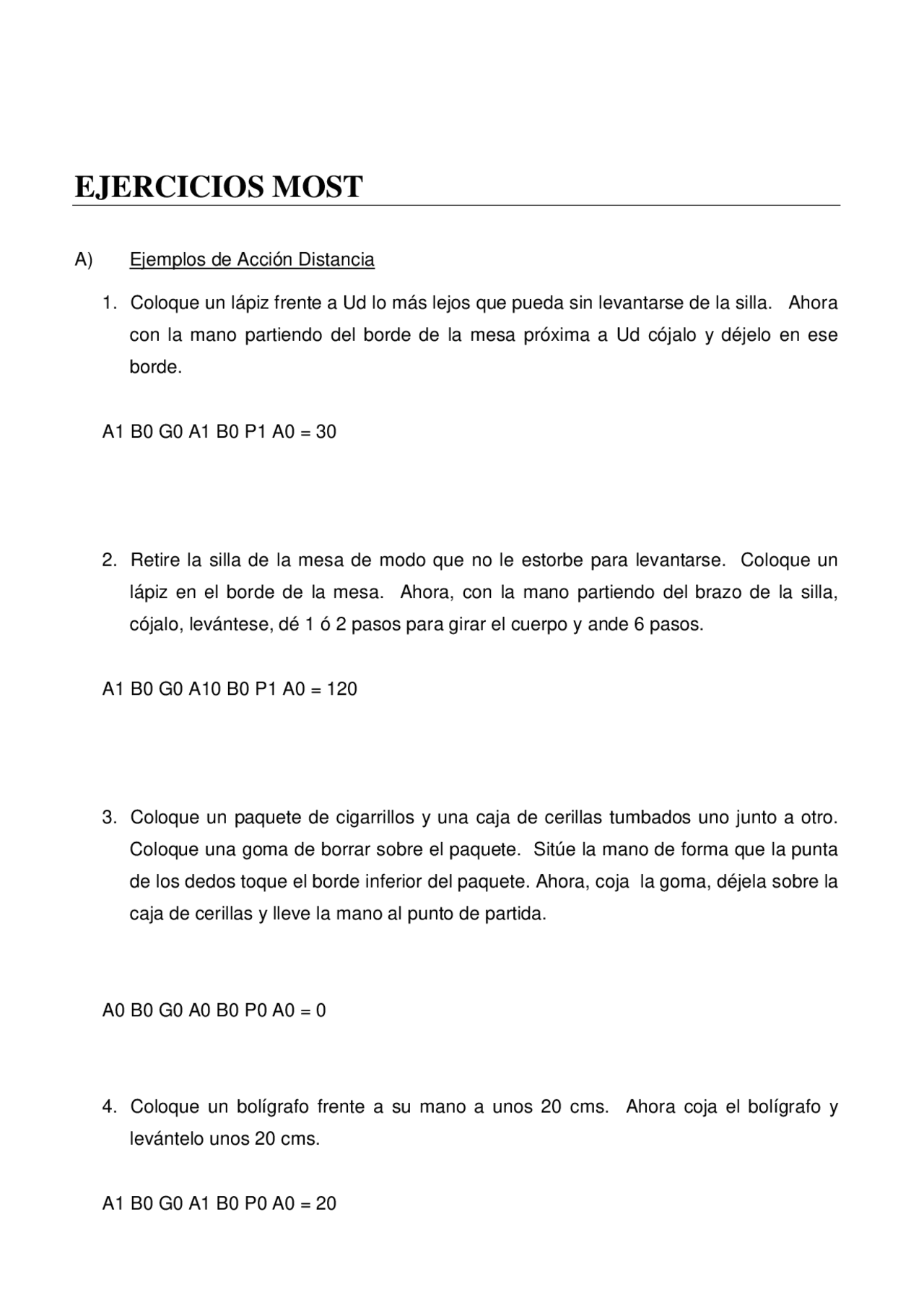 MOST, METODO Maynard Operation Sequence Technique. EJERCICIOS PRACTICOS ...