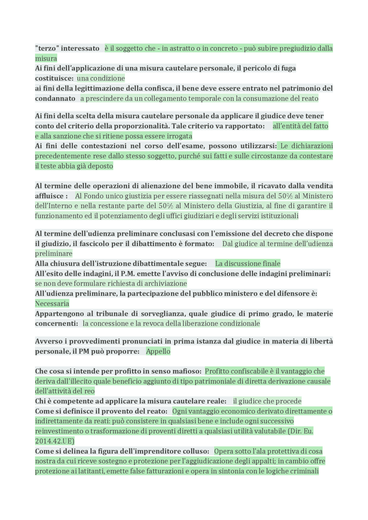 Test Di Simulazioni Desame Di Diritto Di Procedura Penale Docsity