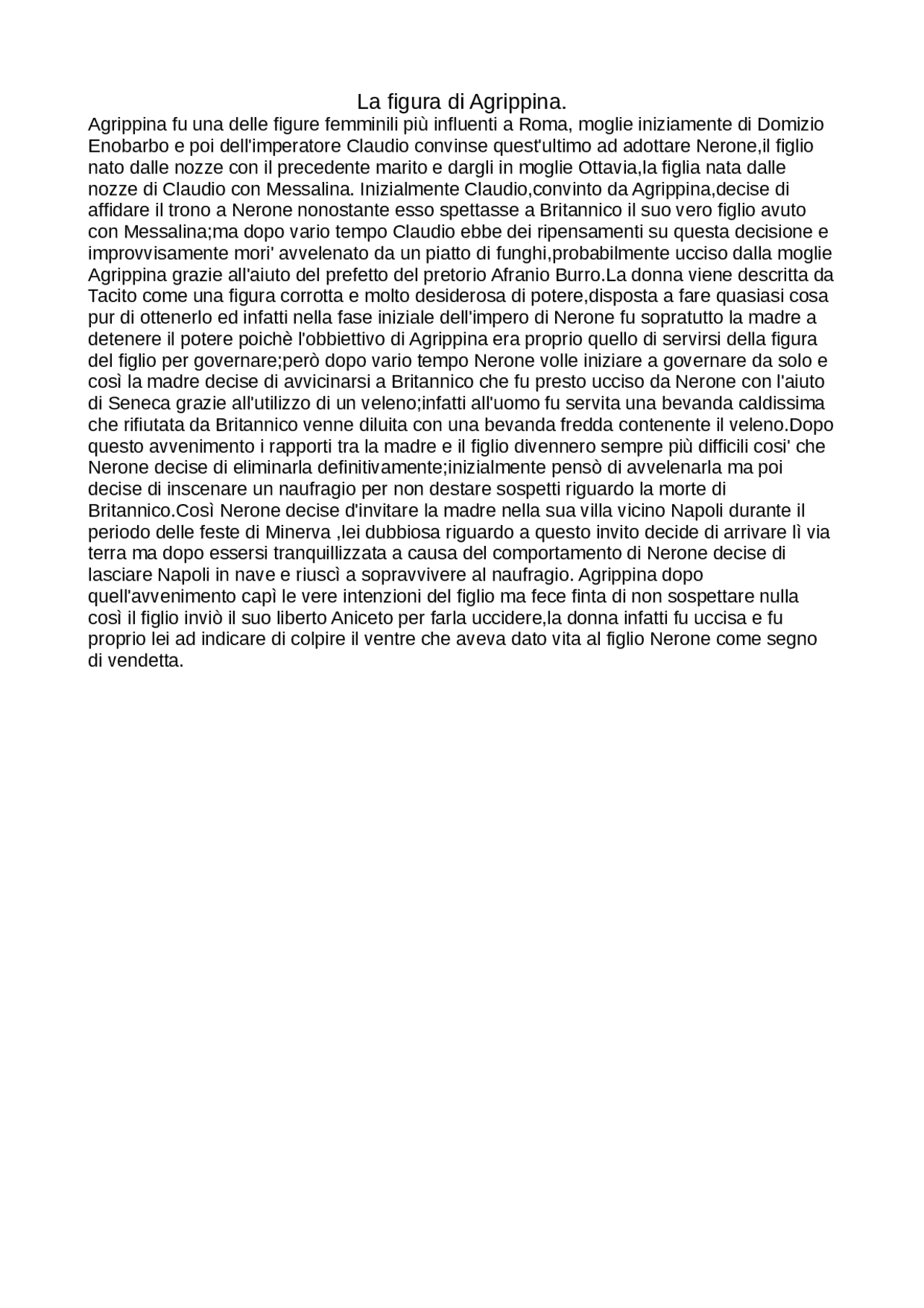 La figura di agrippina,madre di nerone - Docsity