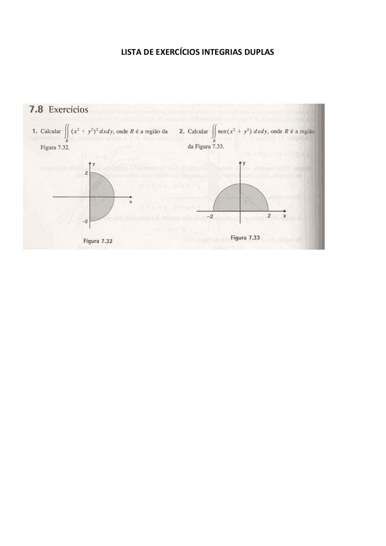 Lista Exercícios Calculo Integral Docsity