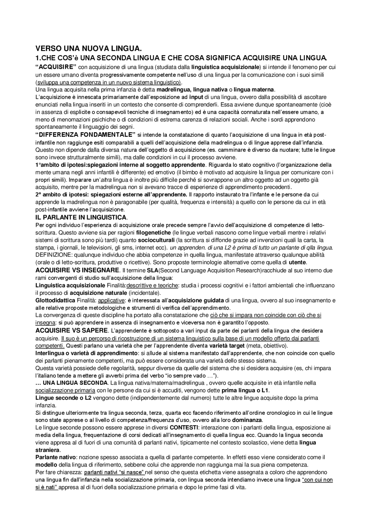 Verso Una Nuova Lingua Riassunto Docsity