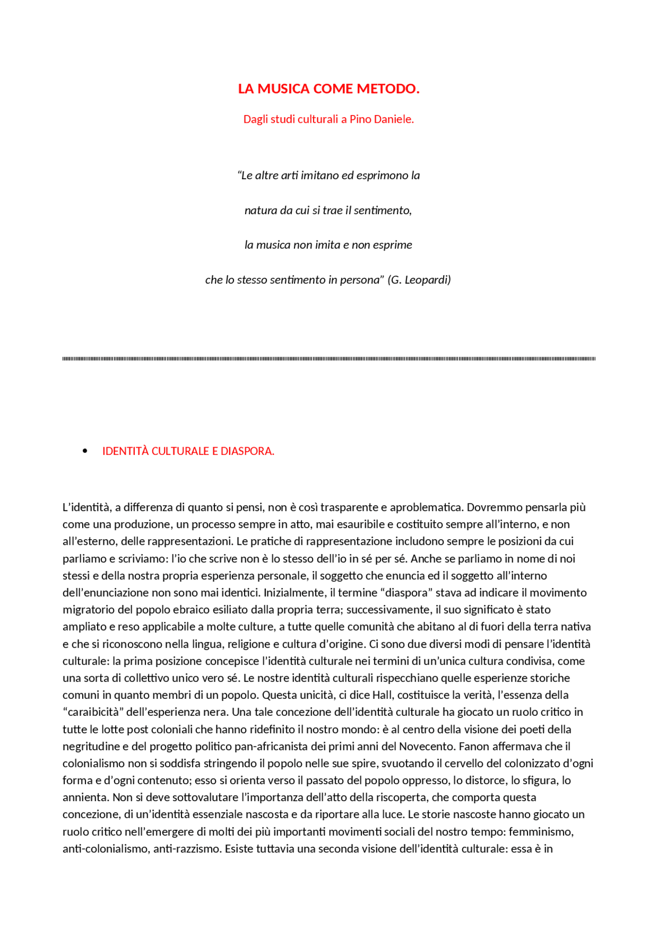 Studi culturali e media - Docsity