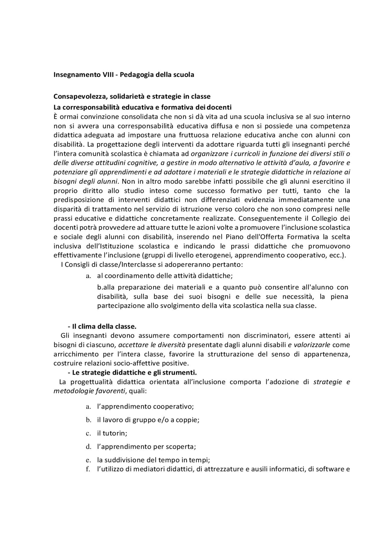 Pedagogia Della Scuola Docsity