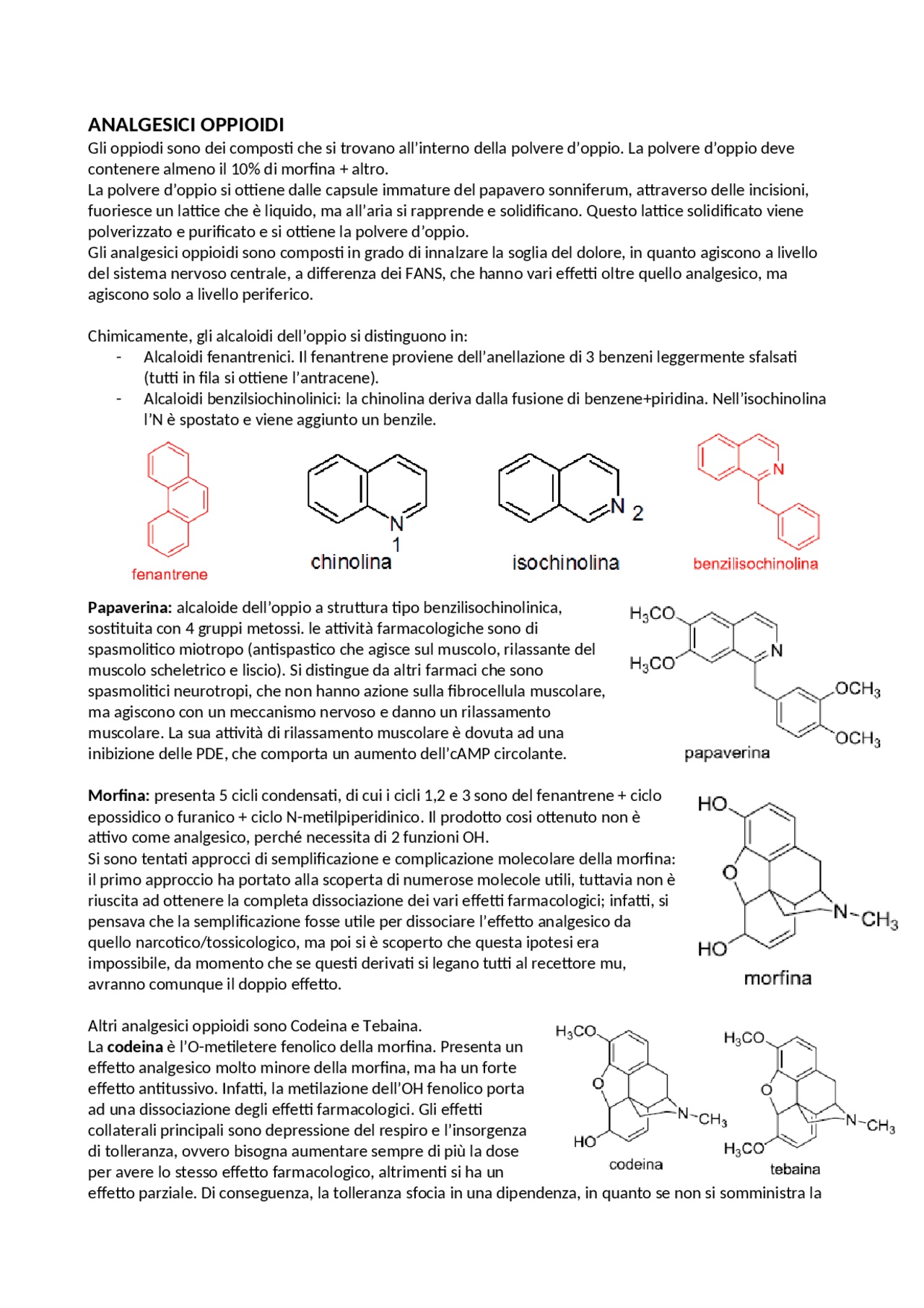 Analgesici oppiacei. - Docsity