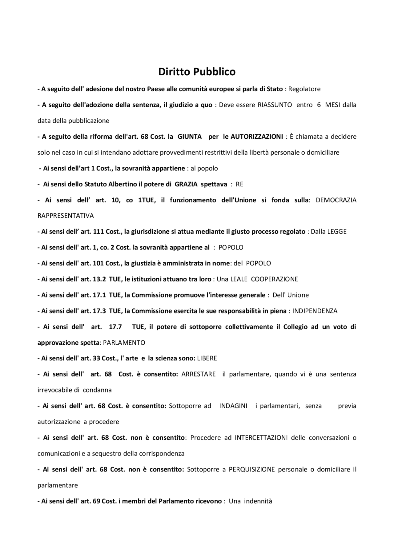 Domande E Risposte Diritto Pubblico Unipegaso Docsity