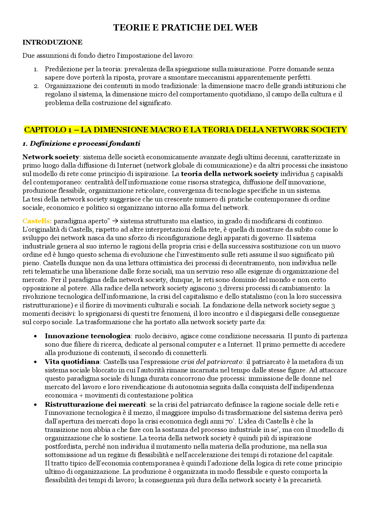 Riassunto Teorie E Pratiche Del Web Miconi Docsity