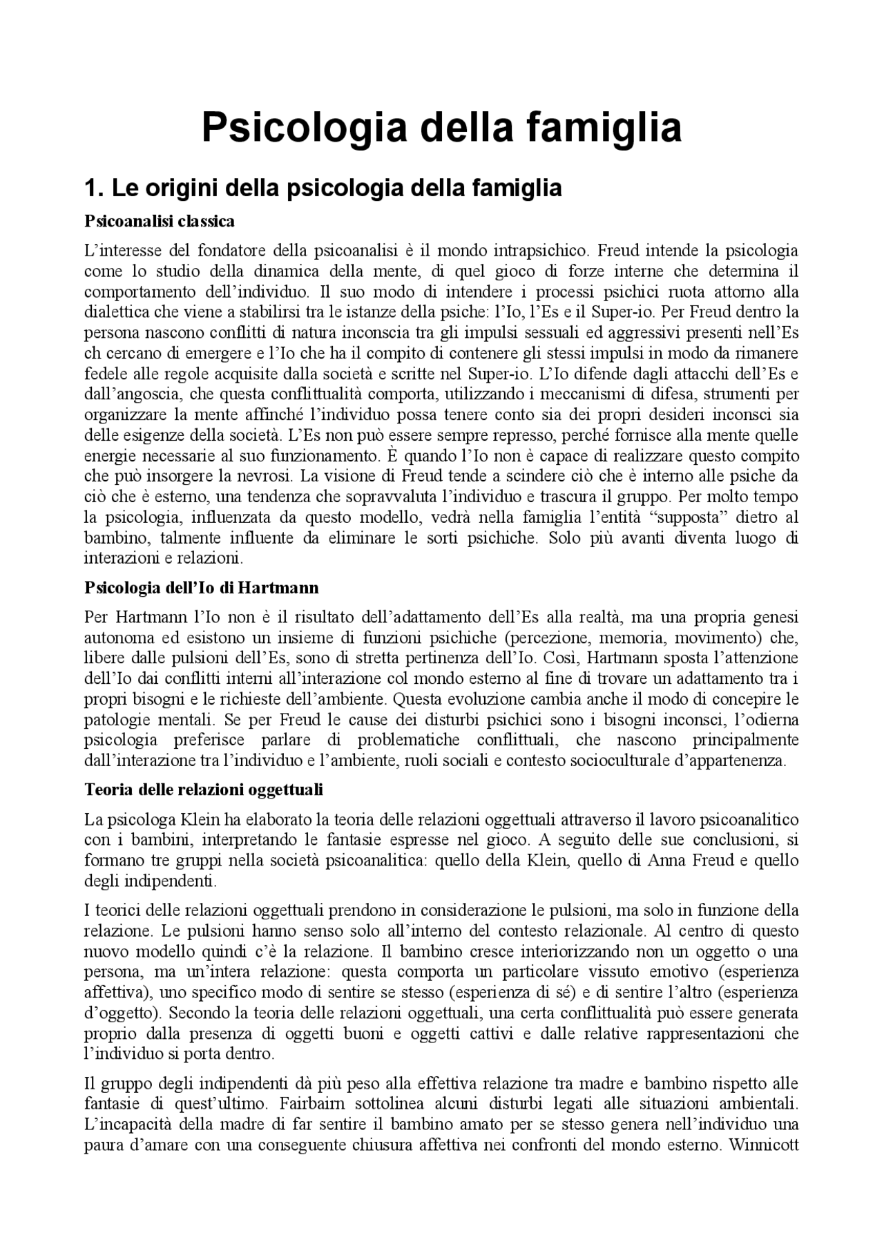 Psicodinamica Delle Relazioni Familiari Docsity