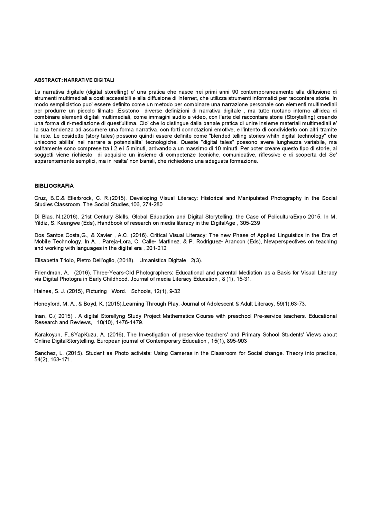 Narrativa Digitale Abstract Docsity