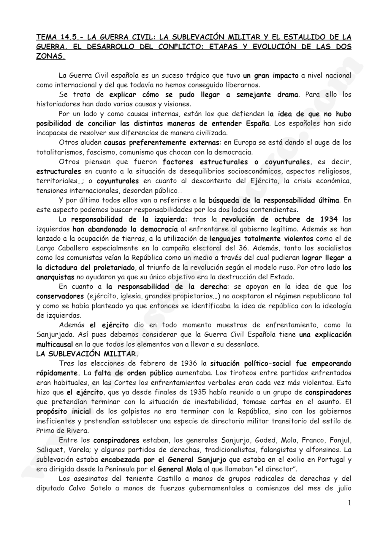 Guerra civil española | Exámenes selectividad de Historia de España ...