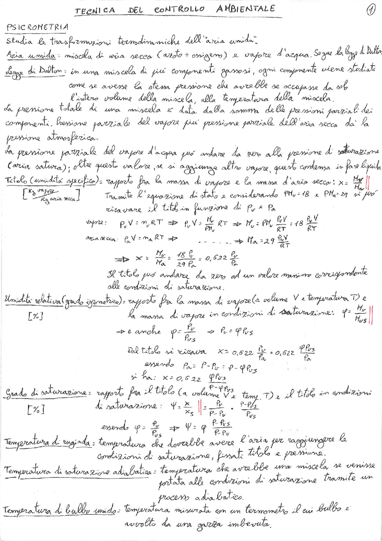 Riassunto "Tecnica del controllo ambientale" - Docsity