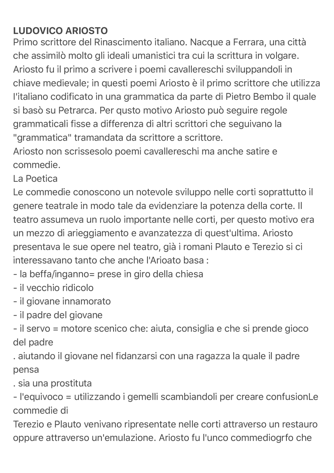 Ariosto Riassunto Docsity