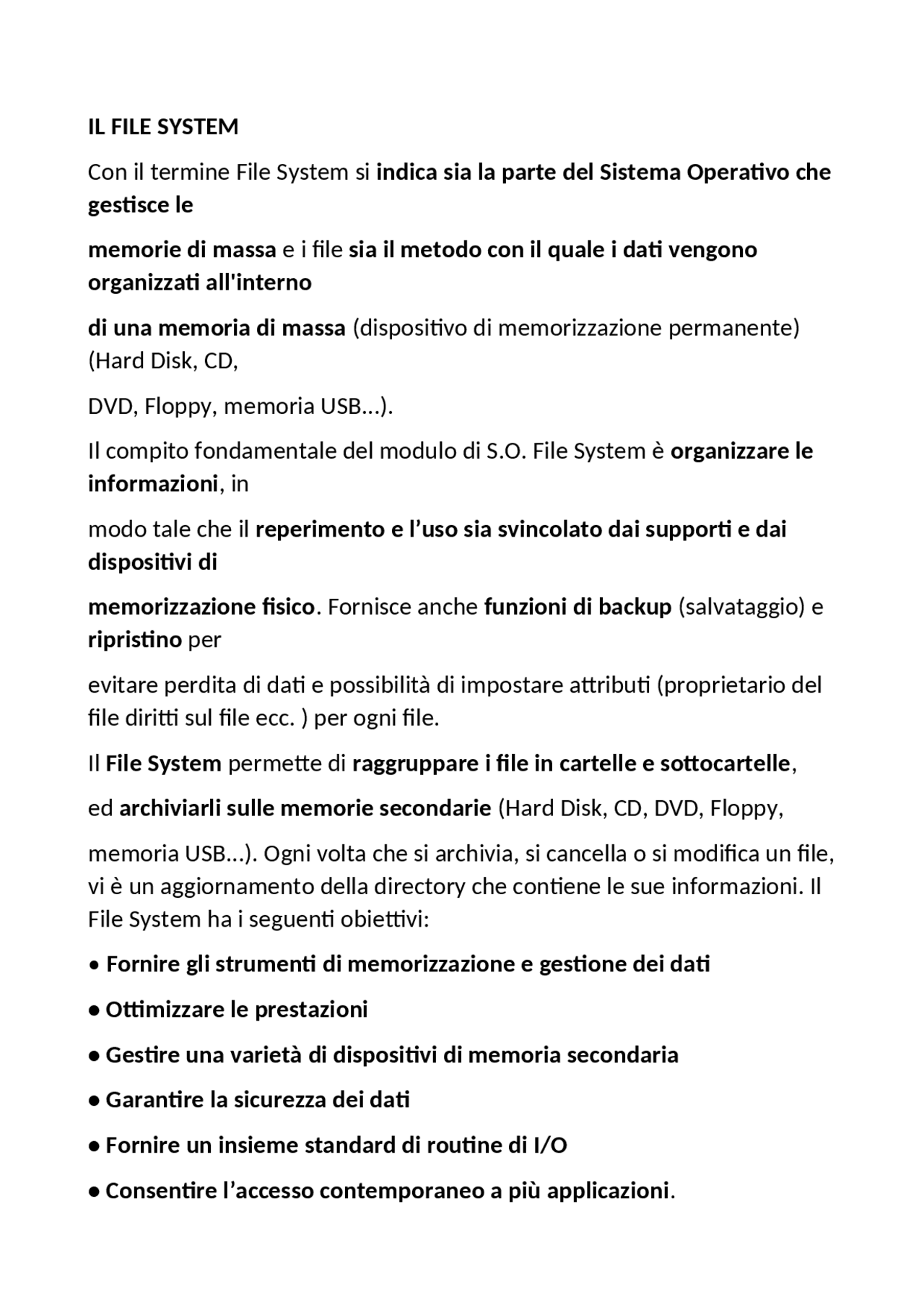 Appunti Informatica File System Docsity