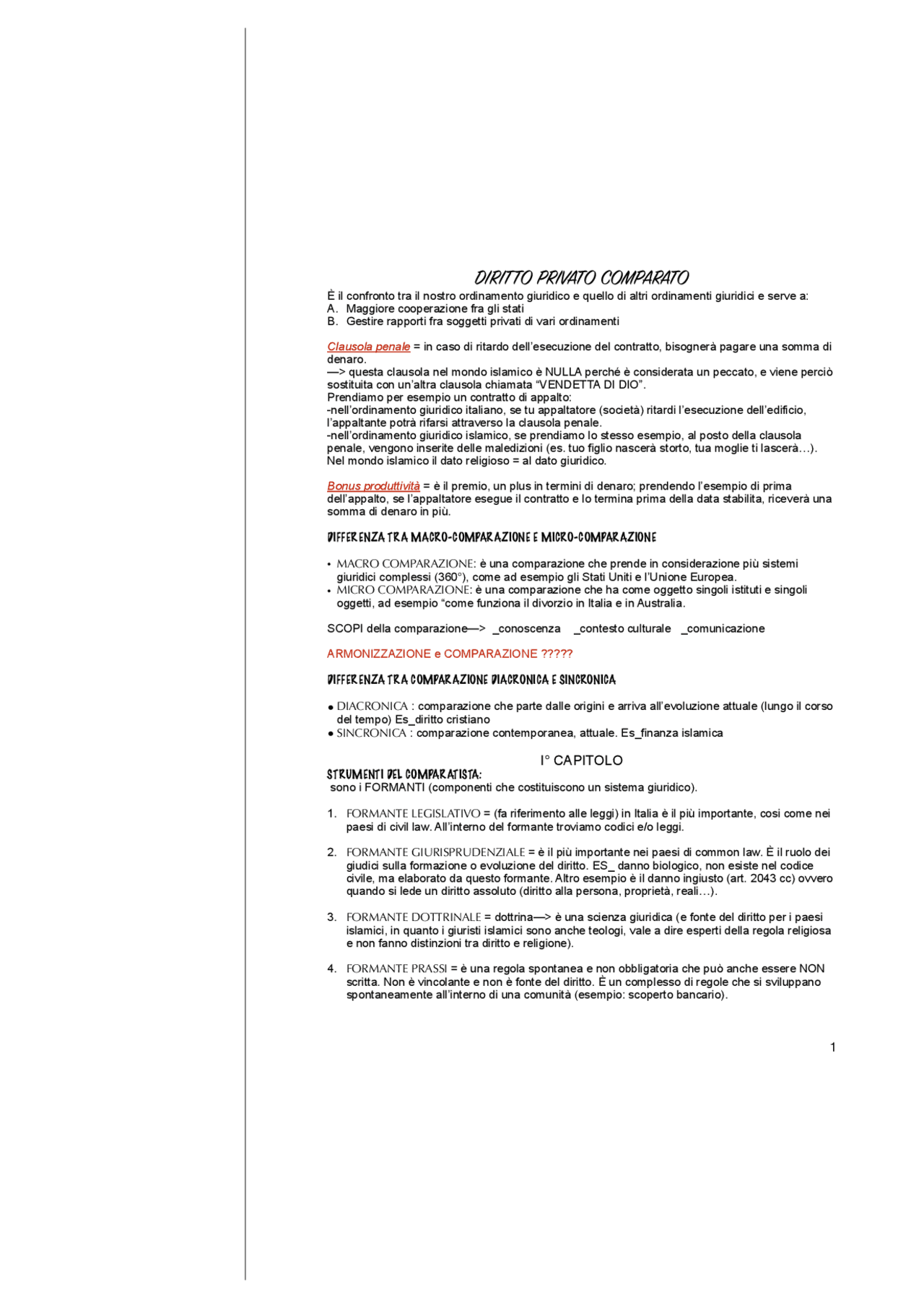 Appunti di diritto privato comparato - Docsity