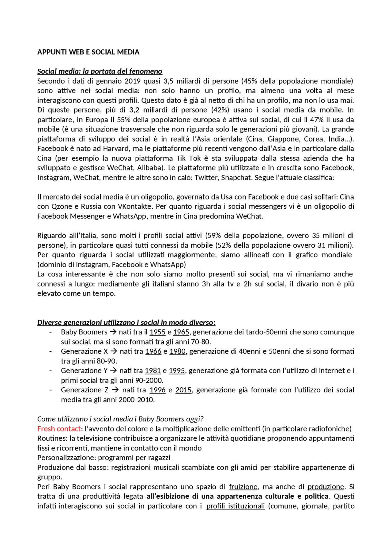 Web E Social Media Primo Modulo Docsity