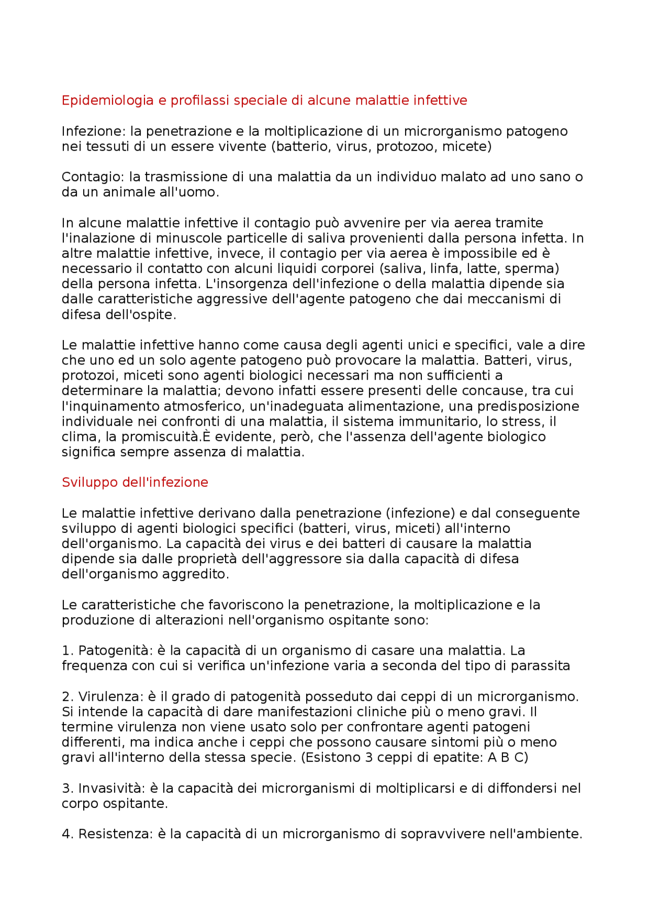 Epidemiologia E Profilassi Di Malattie Infettive Docsity
