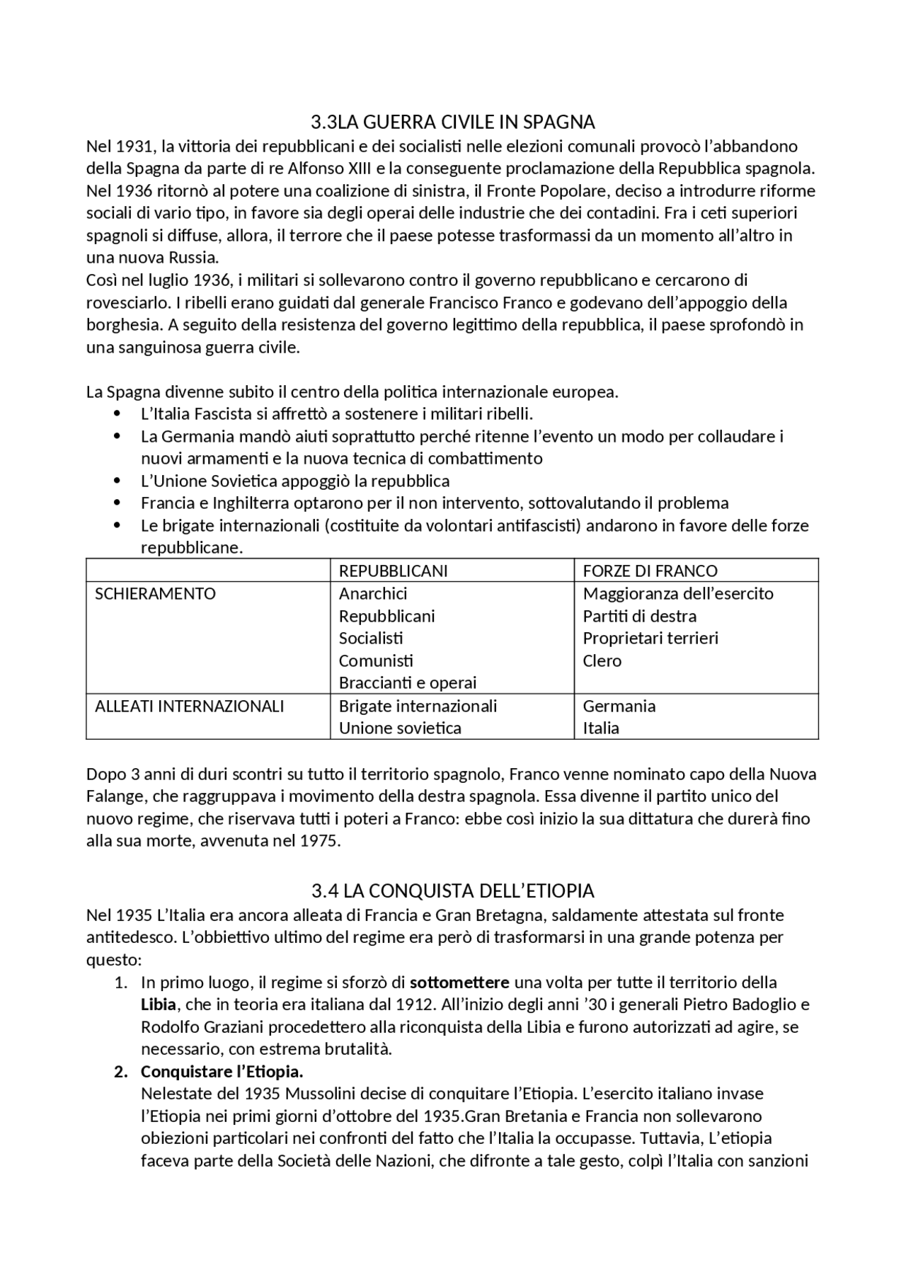 La Guerra Civile In Spagna E Le Leggi Razziali Docsity