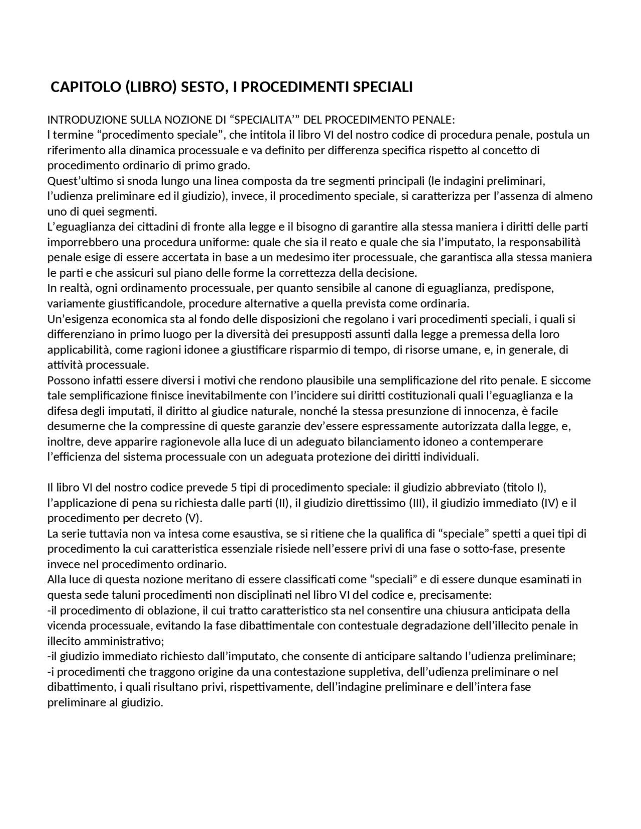 Procedimenti speciali - Docsity