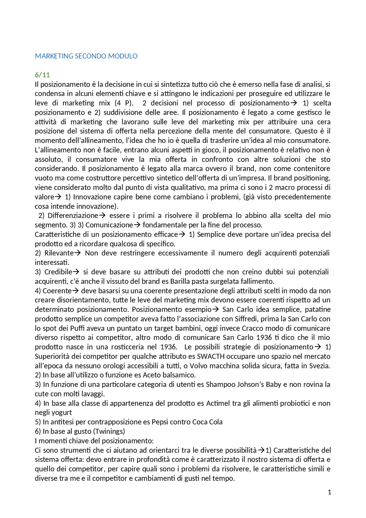 Secondo Modulo Marketing Docsity