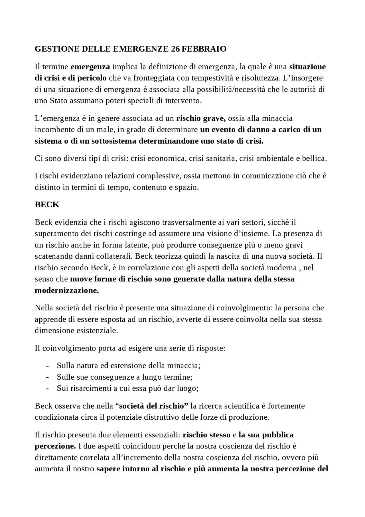 Gestione Delle Emergenze Dispense Di Gestione Progetti Docsity