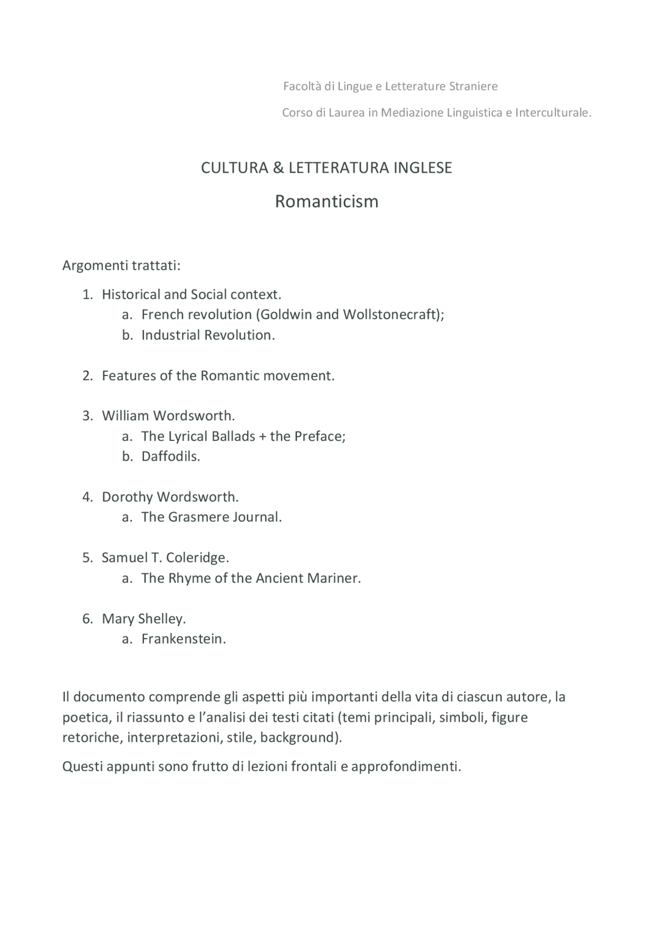 ROMANTICISM; William & Dorothy Wordsworth, Coleridge, Mary Shelley ...