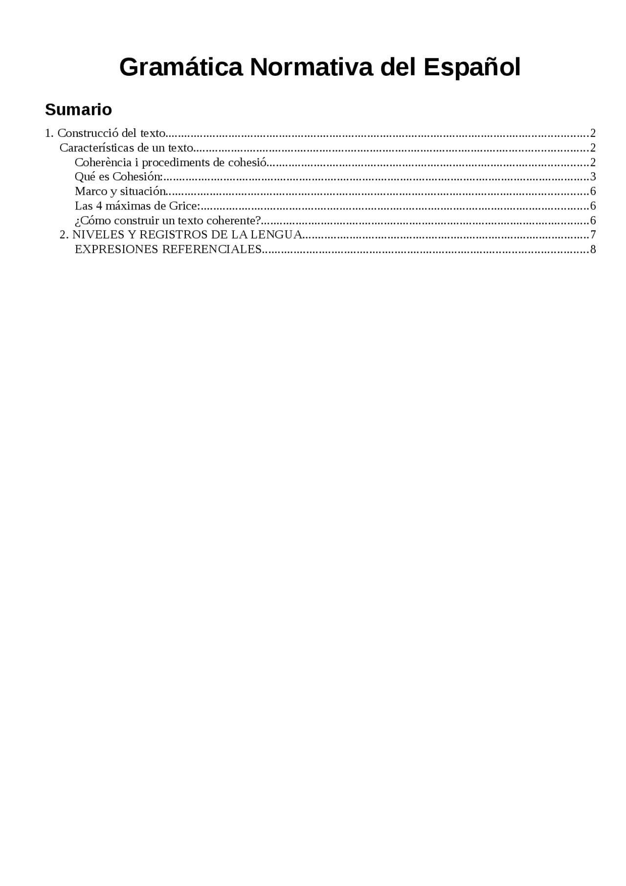 Gramática normativa del español - Docsity