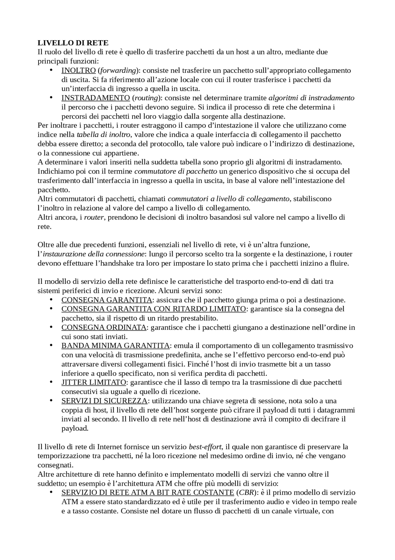 Livello Di Rete Datagram Docsity