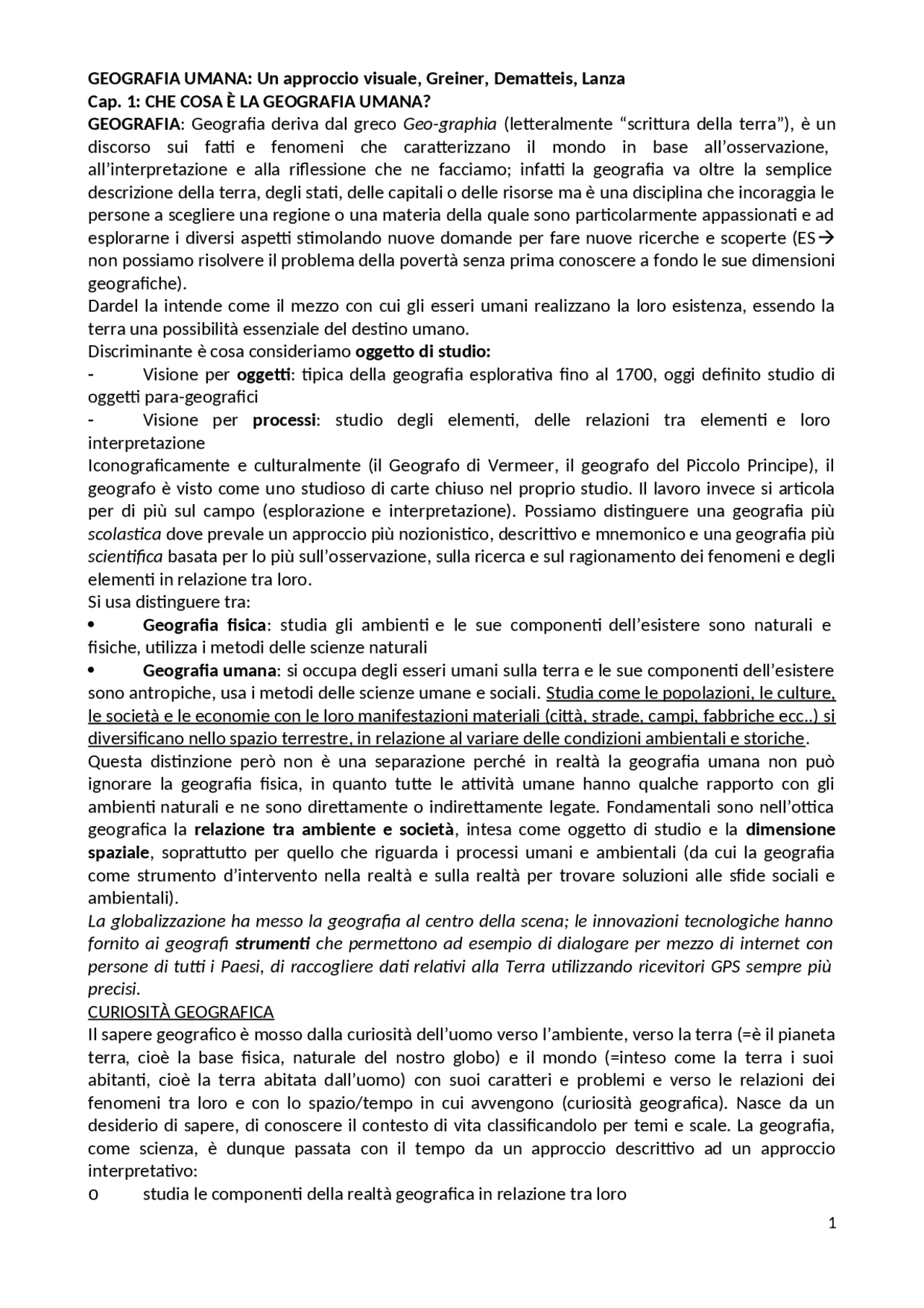 Geografia Umana Un Approccio Visuale Docsity