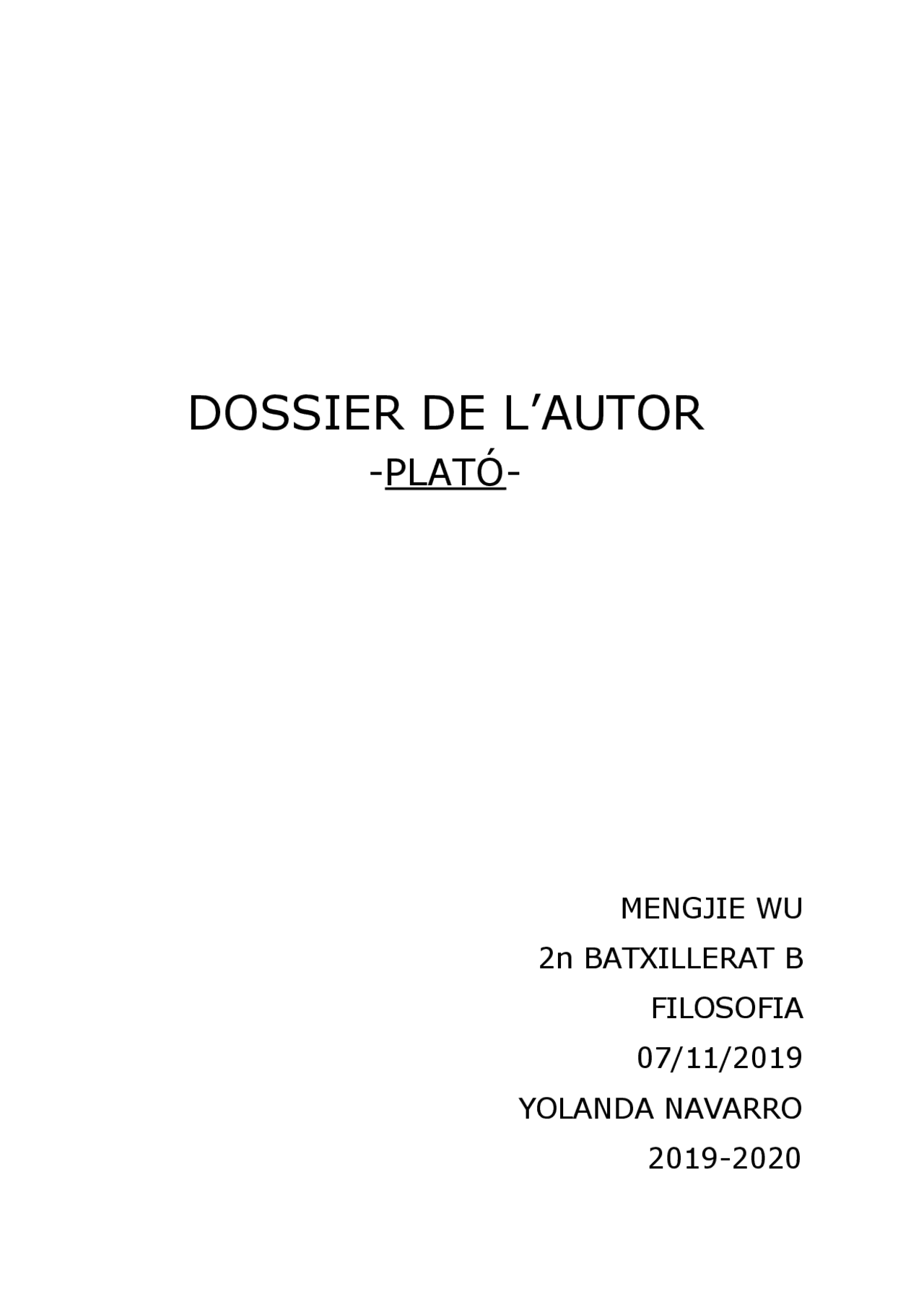 Dossier De Platón En Catalán Docsity