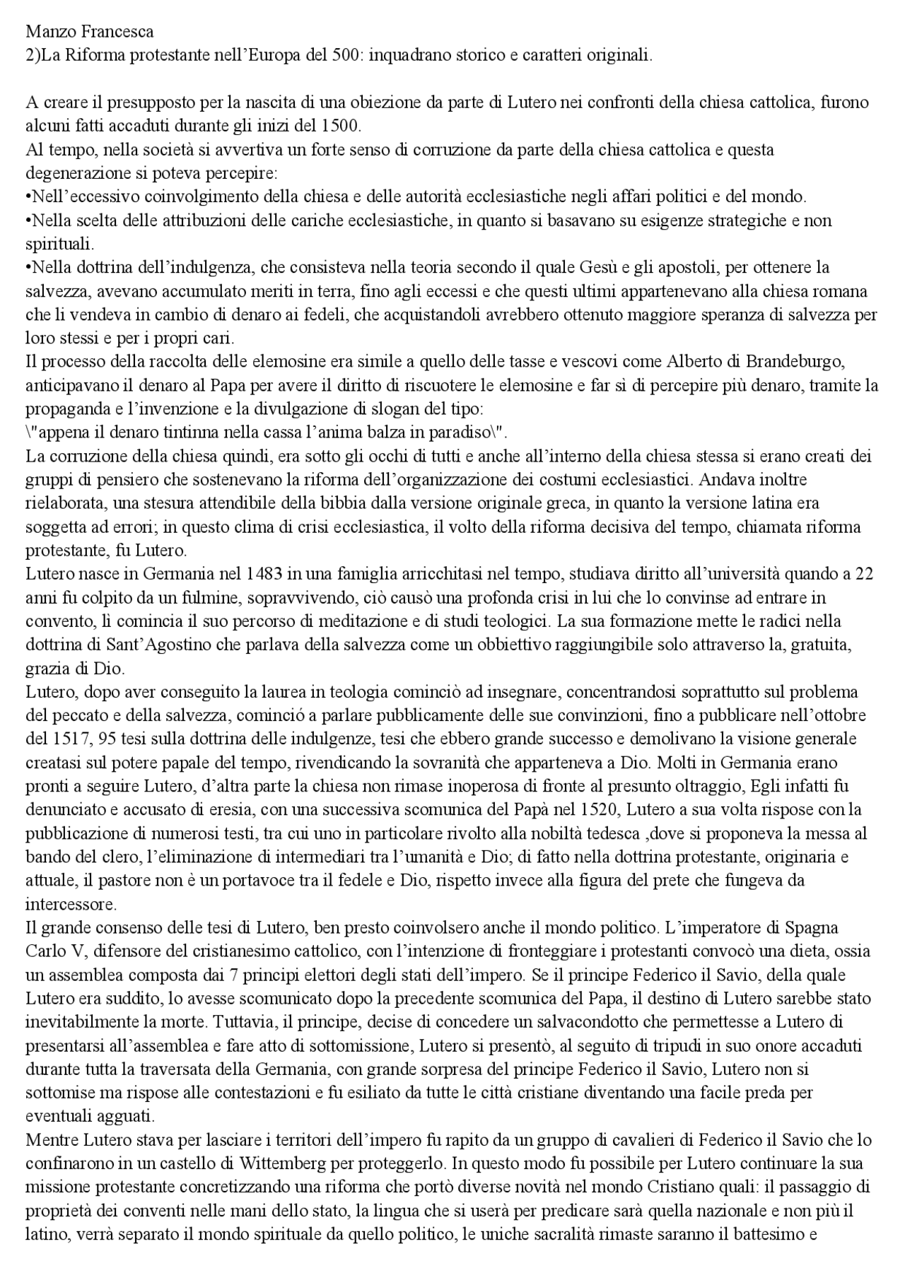 La Riforma Protestante Docsity