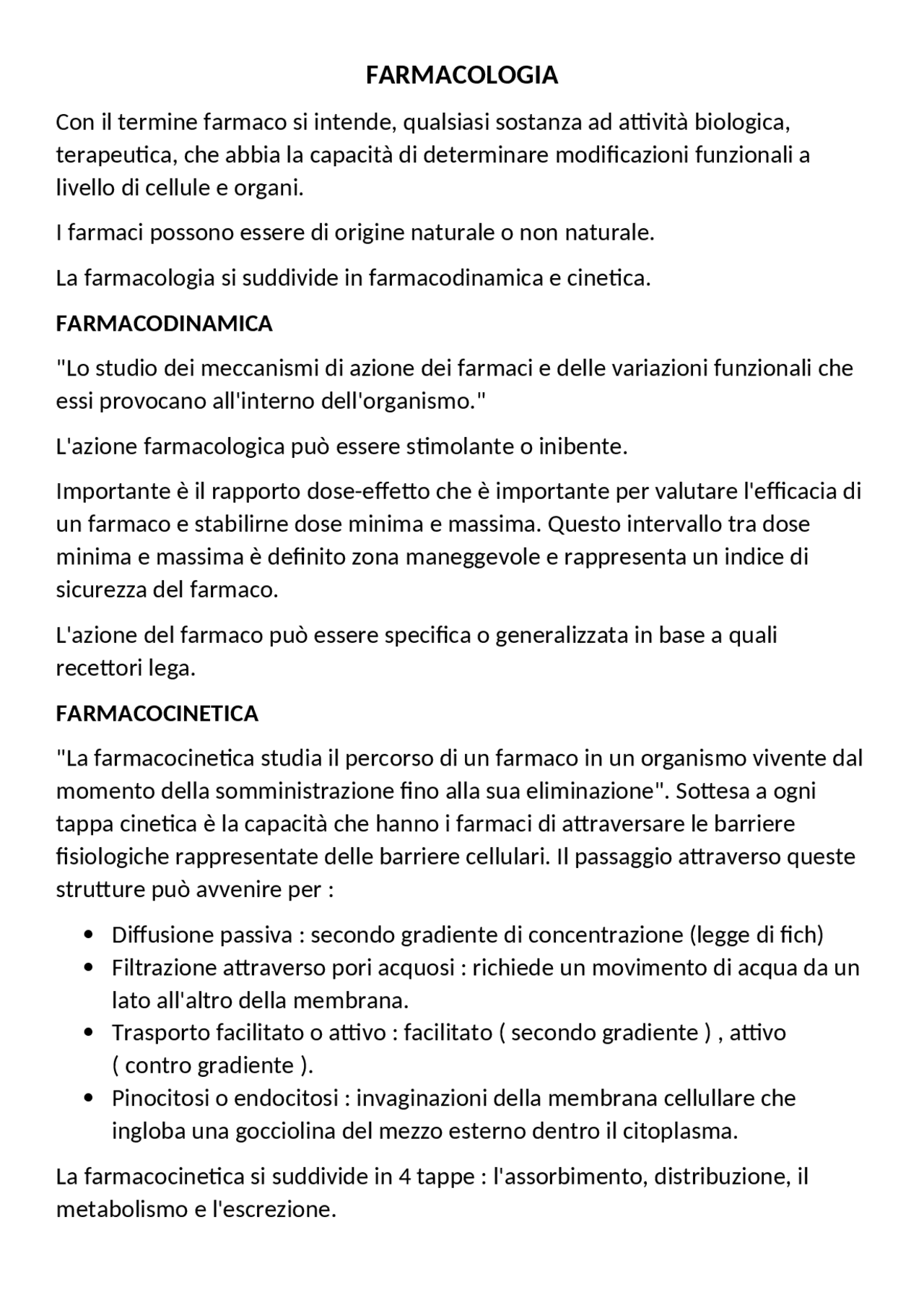 Farmacologia Appunti Docsity