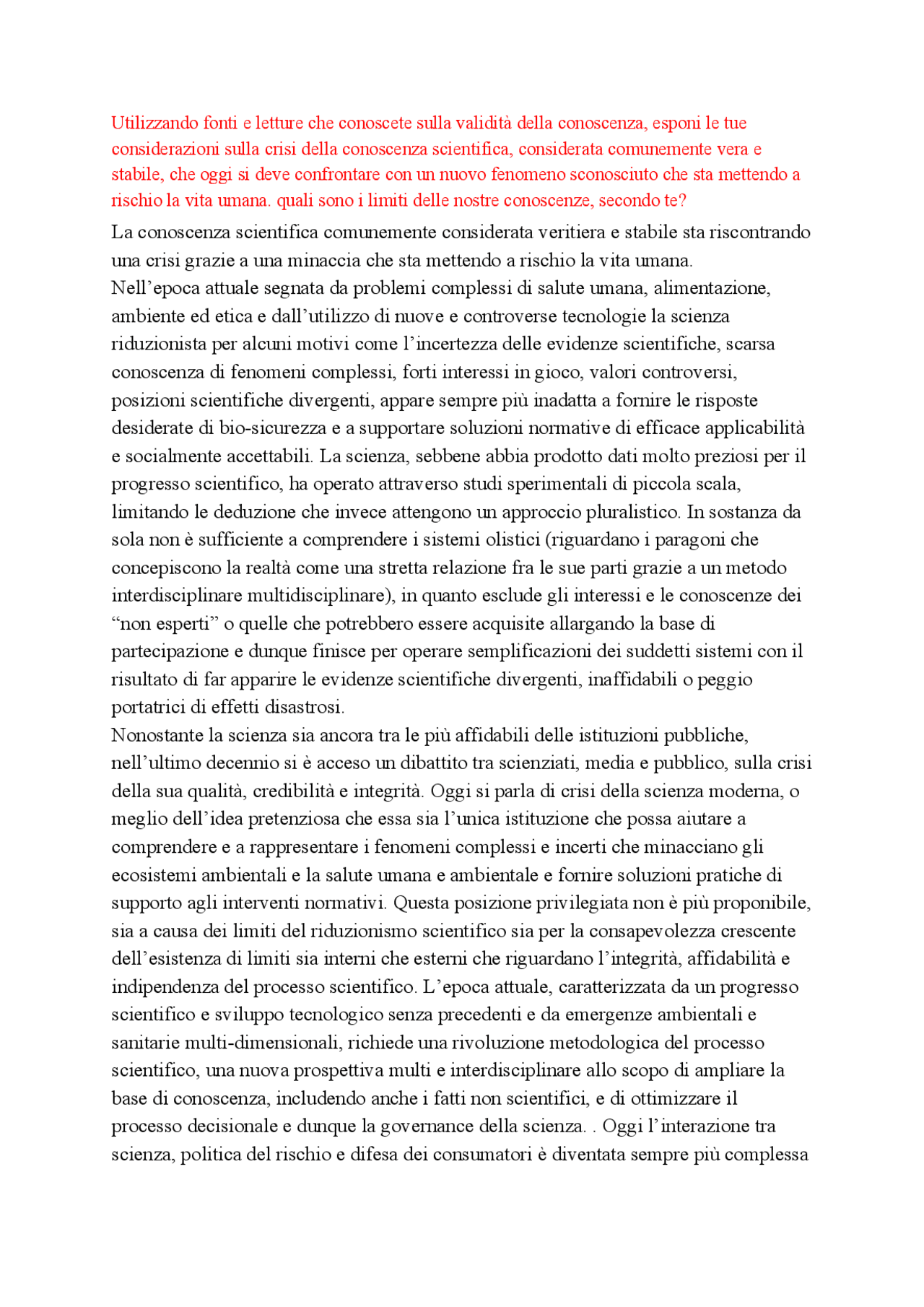 La Crisi Scientifica Docsity