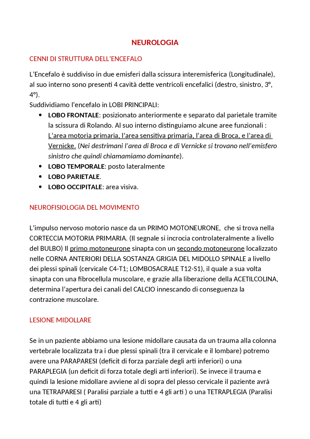 Appunti Neurologia Generali Docsity