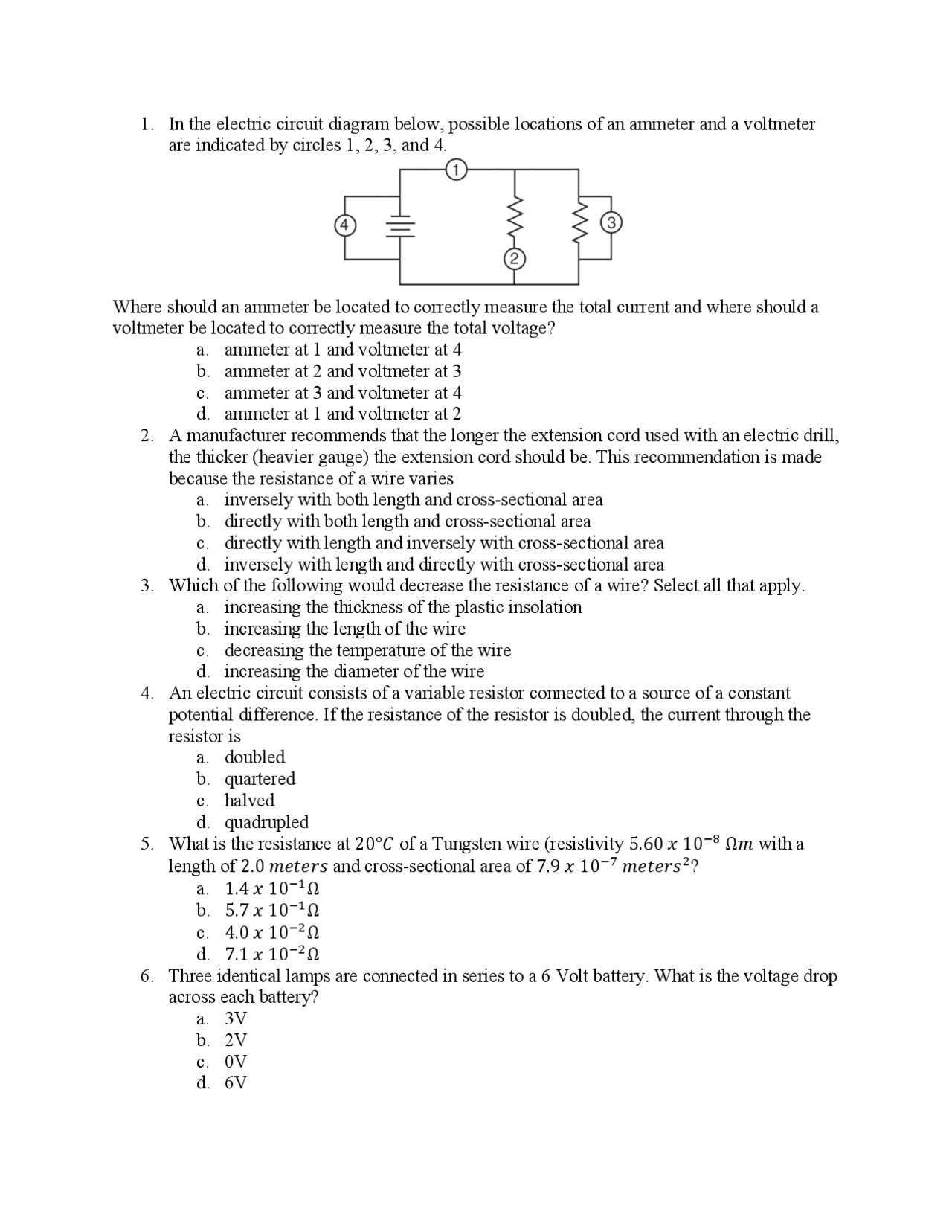 Electric circuit diagram - Docsity