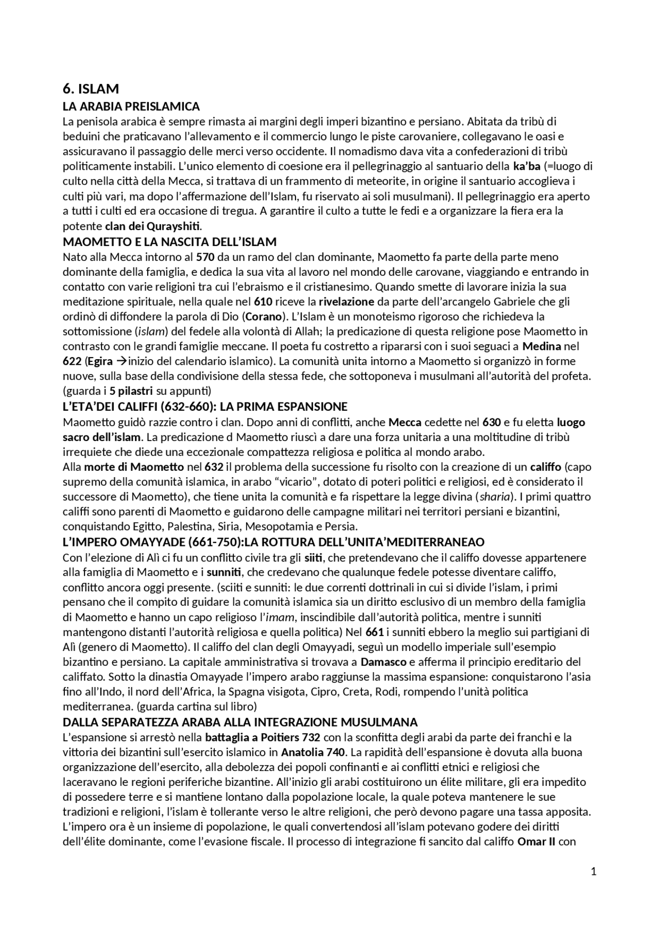 Islam Storia Medievale Docsity