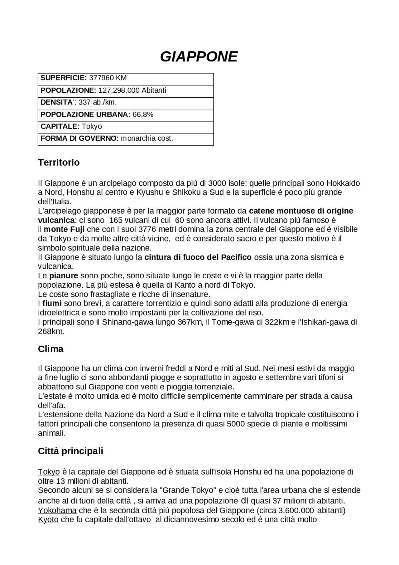 Ricerca Sul Giappone Docsity