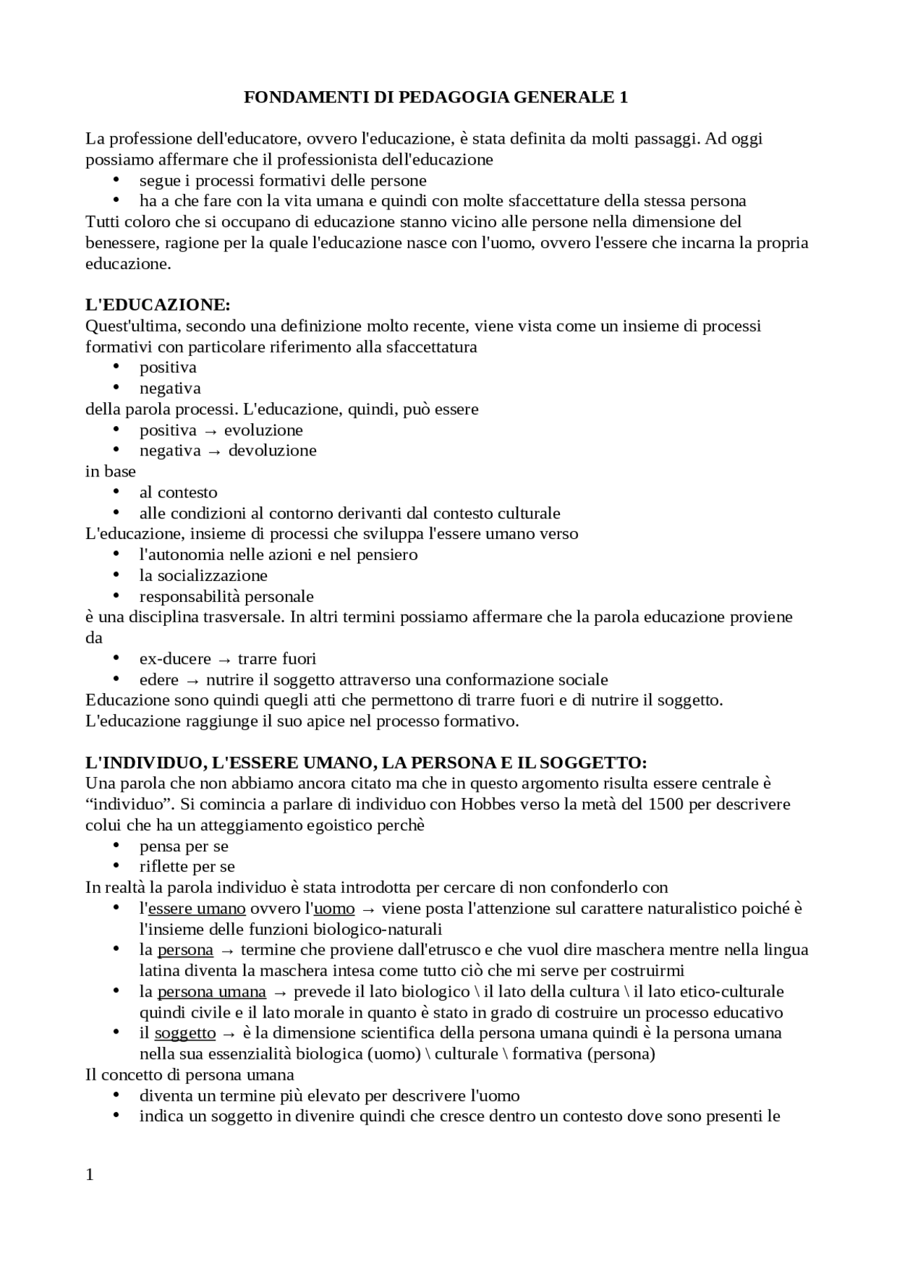 Riassunti Di Pedagogia Generale Docsity