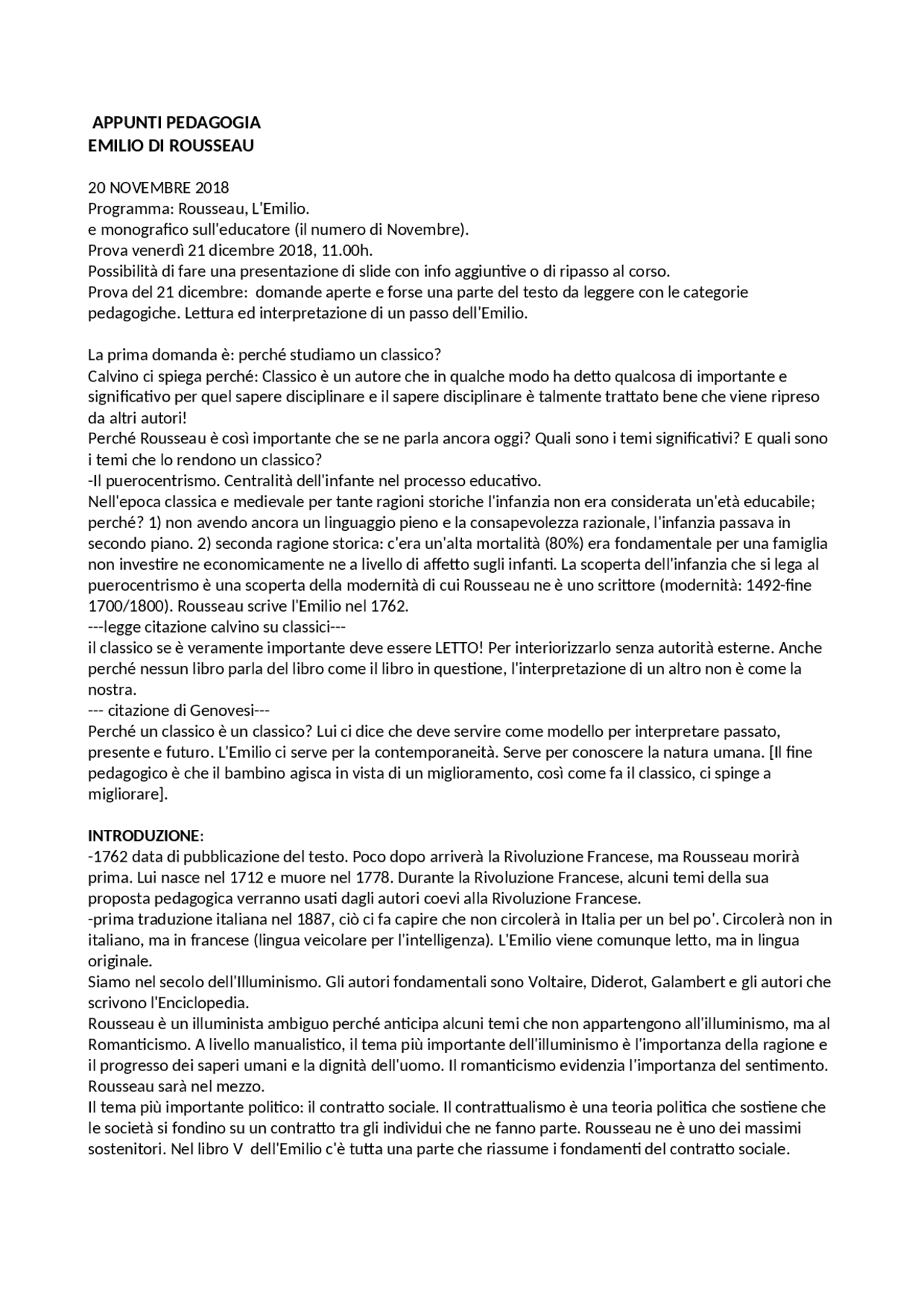 Riassunto Dell Emilio Di Rousseau Docsity