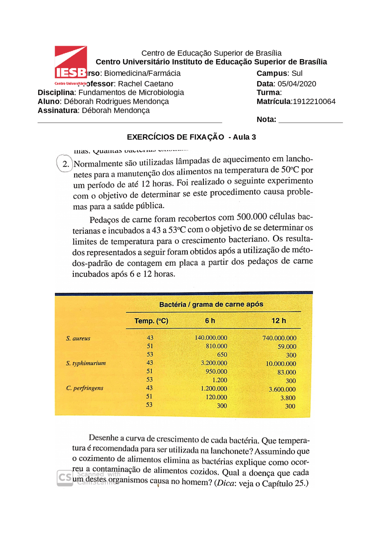 Atividade De Microbiologia Docsity