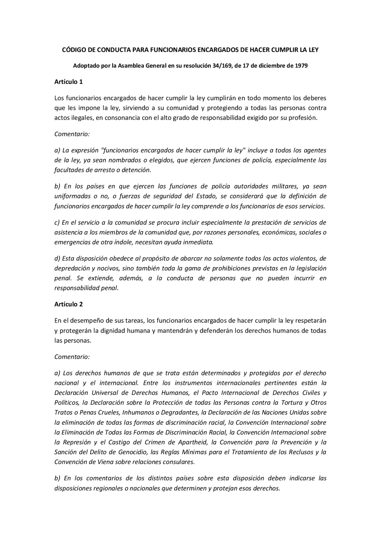 Código conducta de la ONU - Docsity