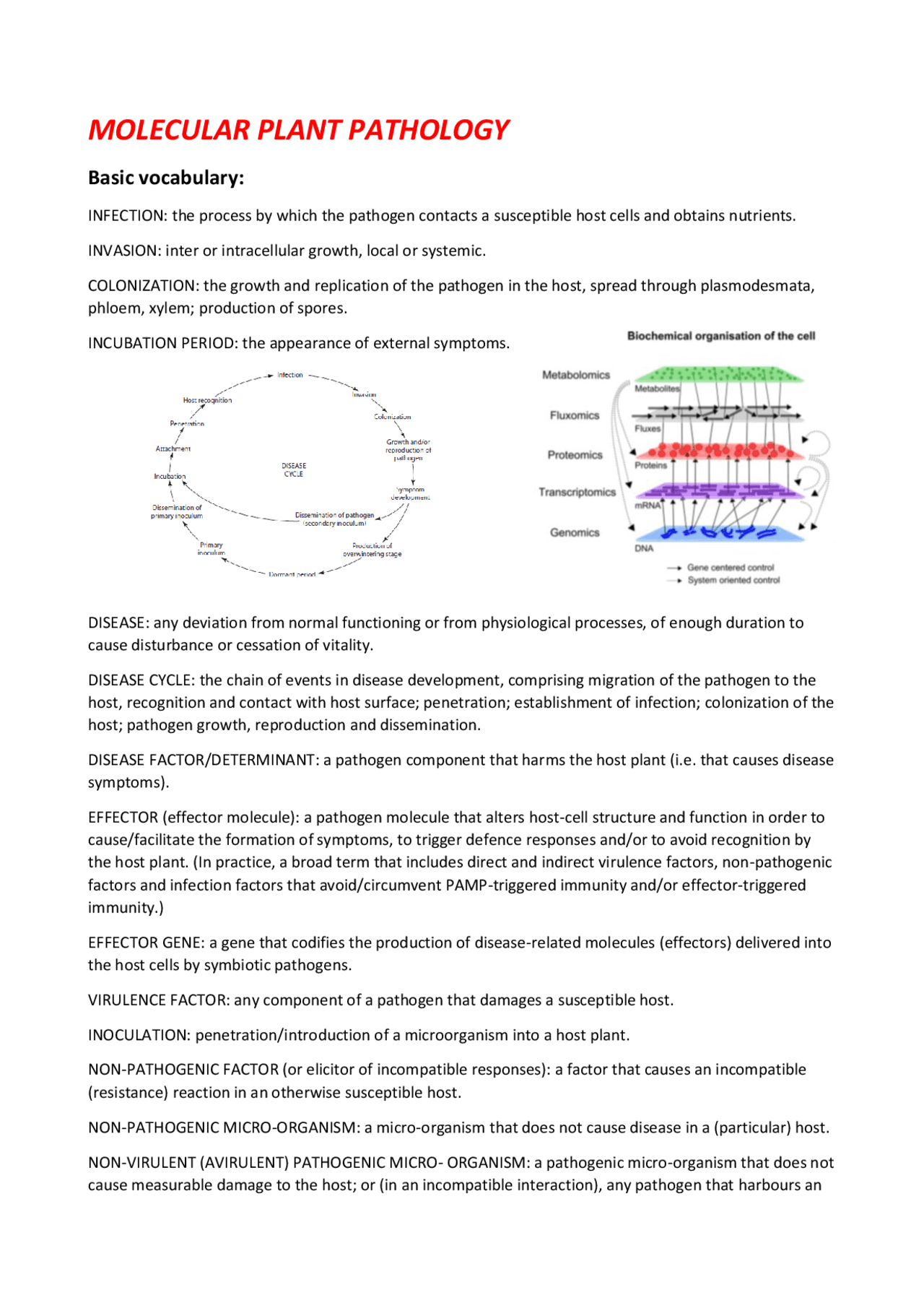 Molecular plant pathology - Docsity