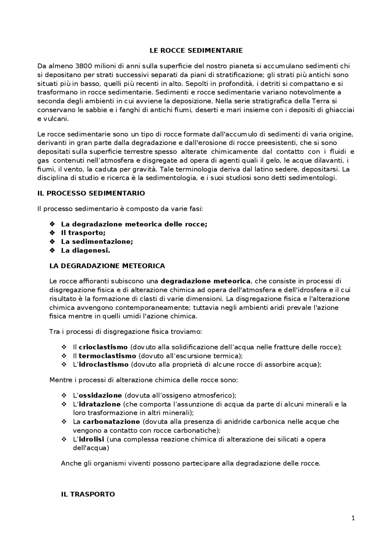 Rocce Sedimentarie Scientifico Docsity