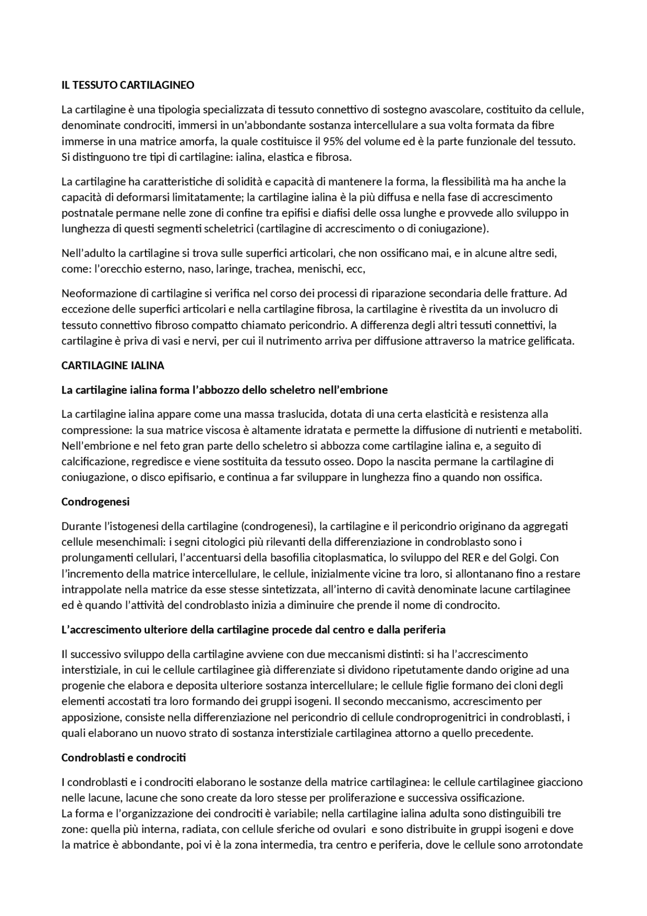 Tessuto Cartilagineo Docsity